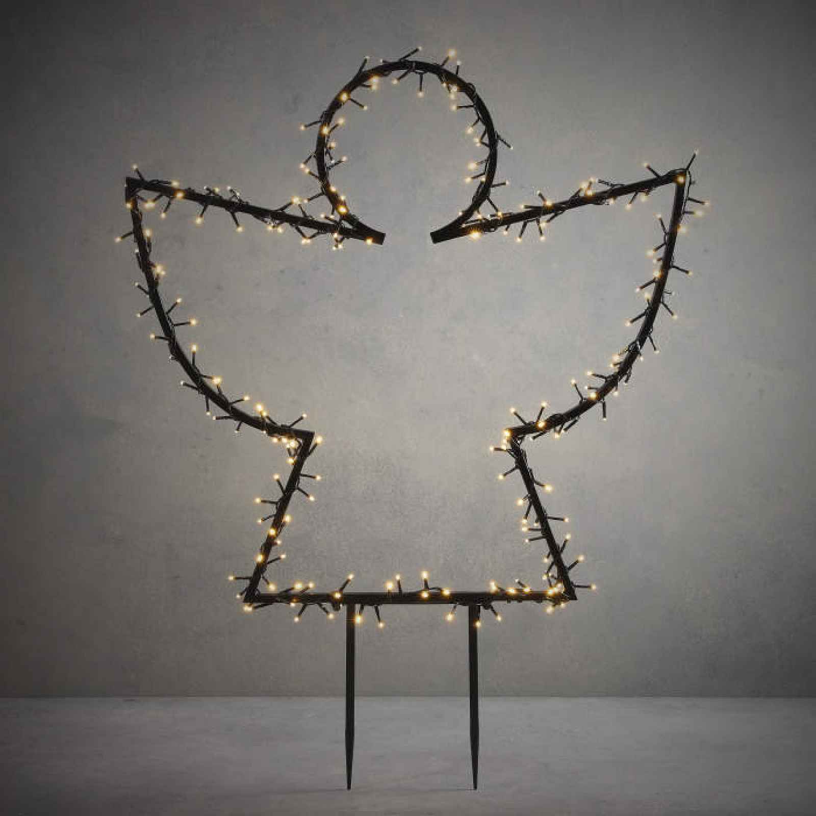 Anděl venkovní 225LED t.bílá s časovačem, 8 funkcí černý 113cm | Viame.cz