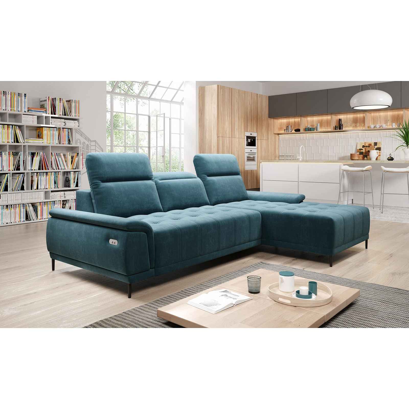 Luxusní rohová sedačka Calvi mini, modrá Monolith Roh: Orientace rohu ...