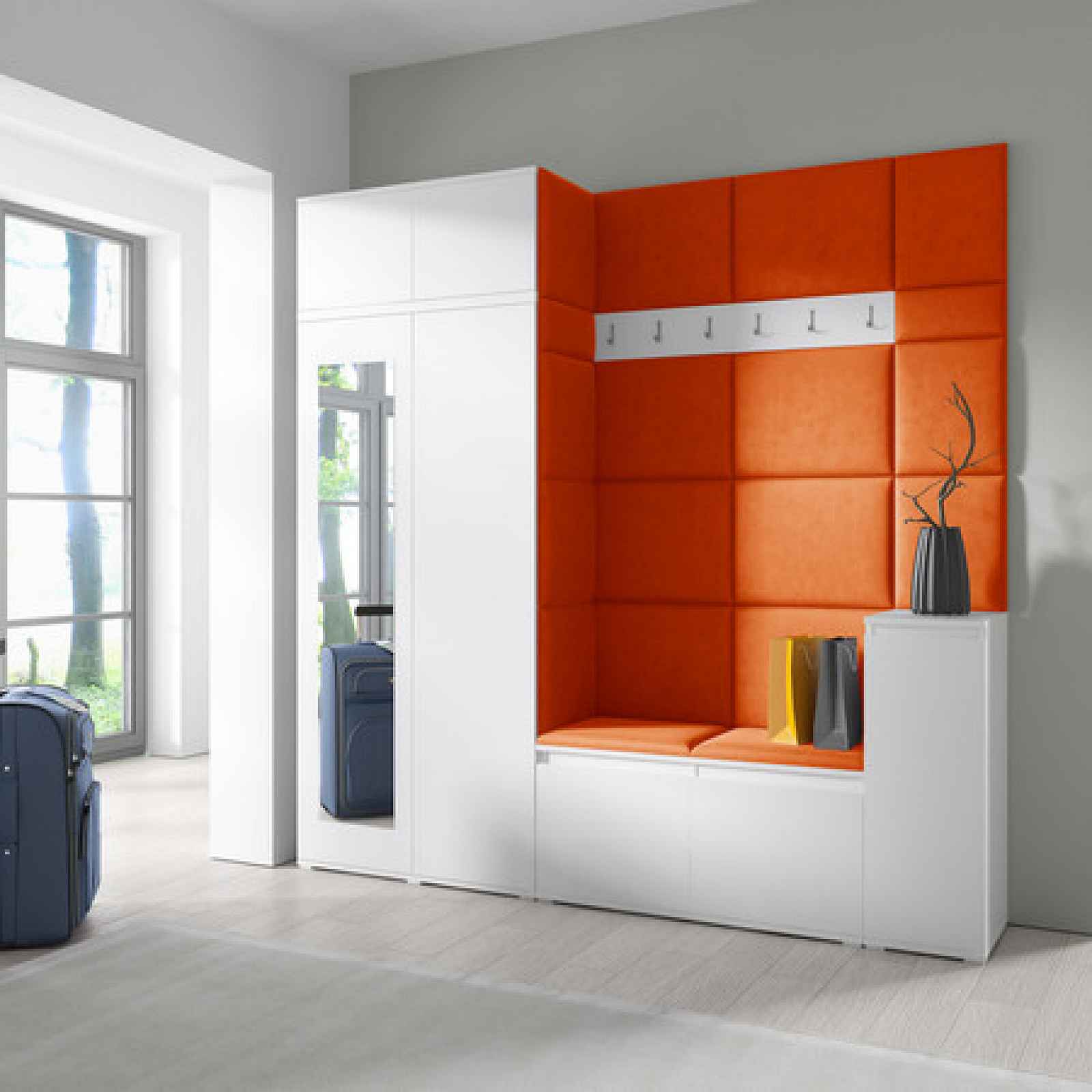 Předsíňová stěna EMI 26 Oranžová Bílá | Viame.cz