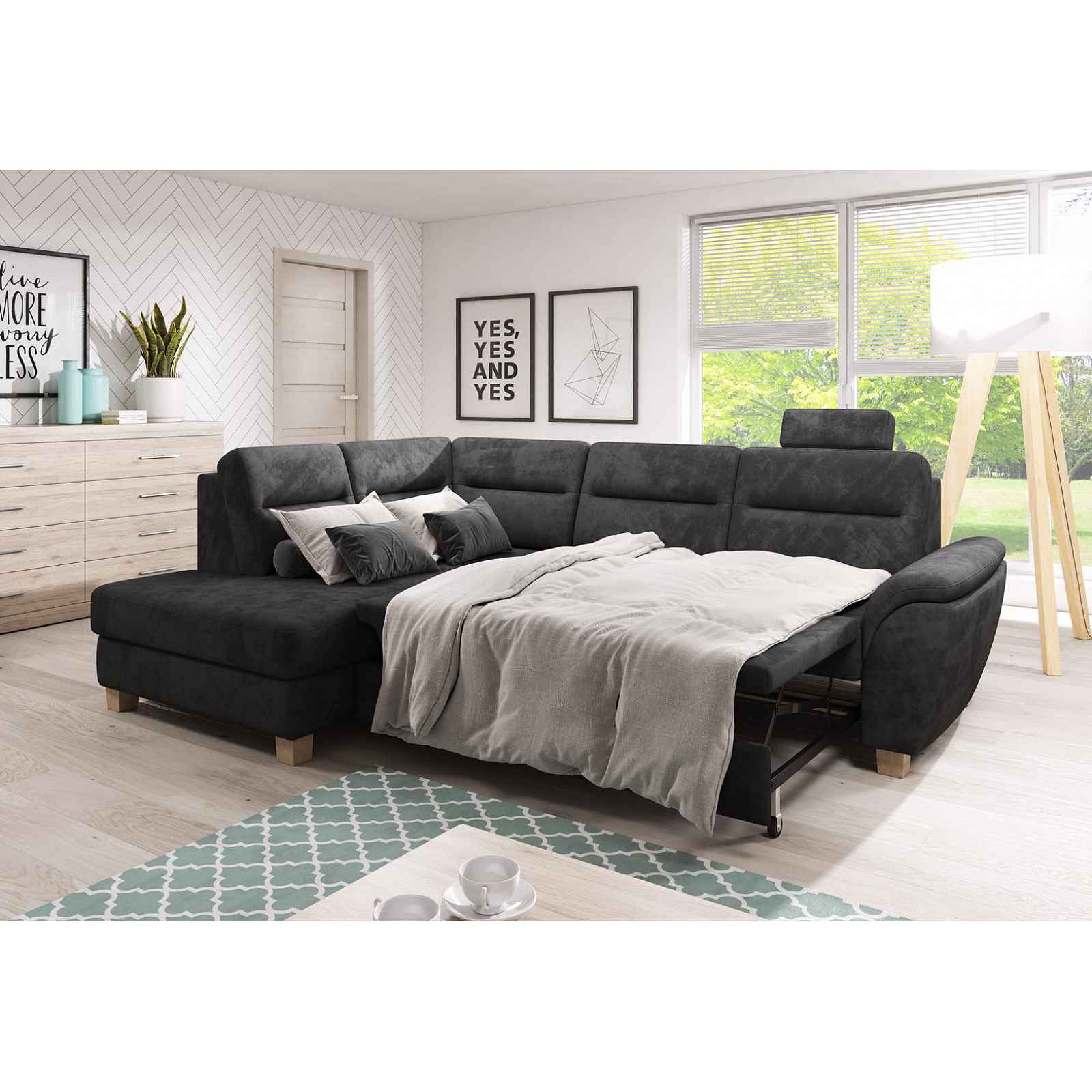 Moderní rohová sedačka Serina, grafitová Monolith HELCEL | Viame.cz