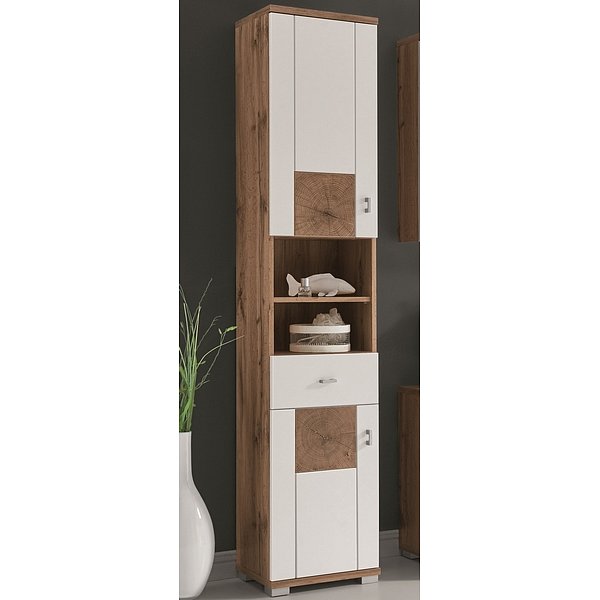Koupelnová vysoká skříňka Spalt, divoký dub wotan/bílá | Viame.cz