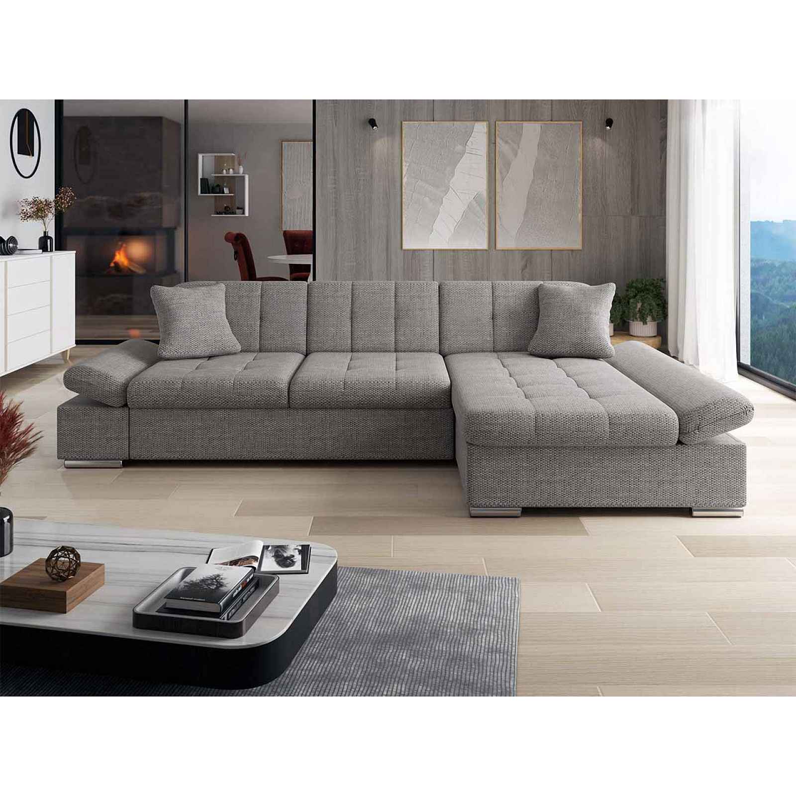 Moderní rohová sedačka Cindy, pravý roh, šedá LAWA HELCEL | Viame.cz