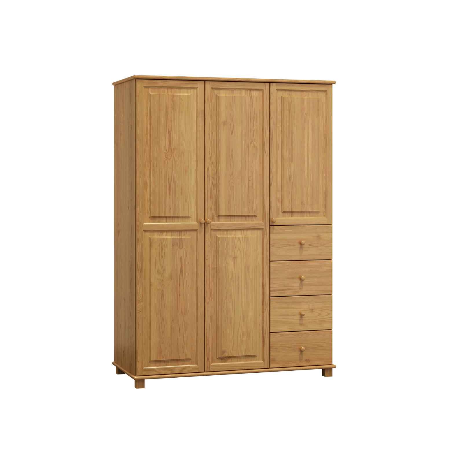 Skříň 3D BHAGIRA 4, šíře 120 cm, masiv borovice, moření: olše | Viame.cz