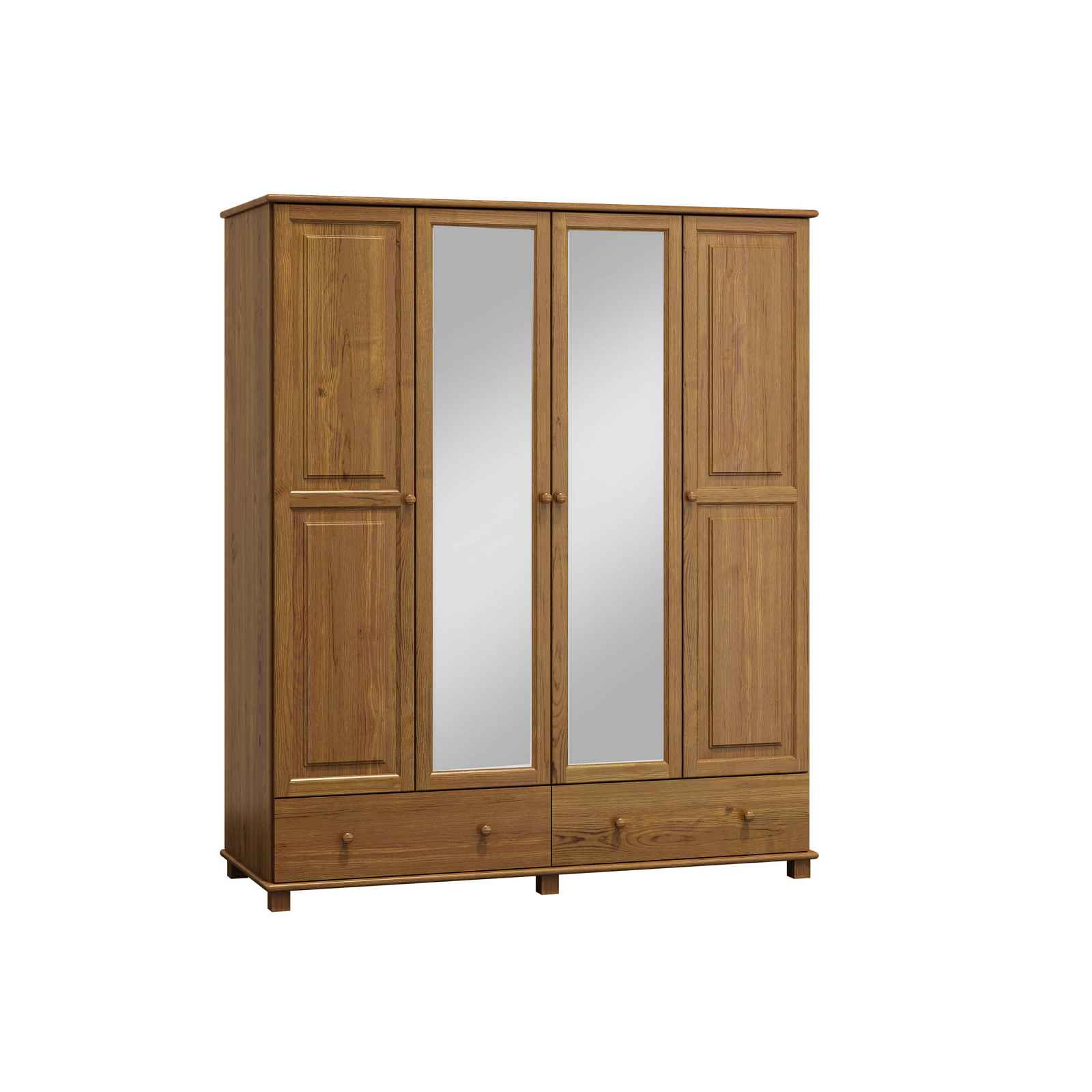 Skříň 4D BHAGIRA 3, šíře 160 cm, masiv borovice, moření: dub | Viame.cz