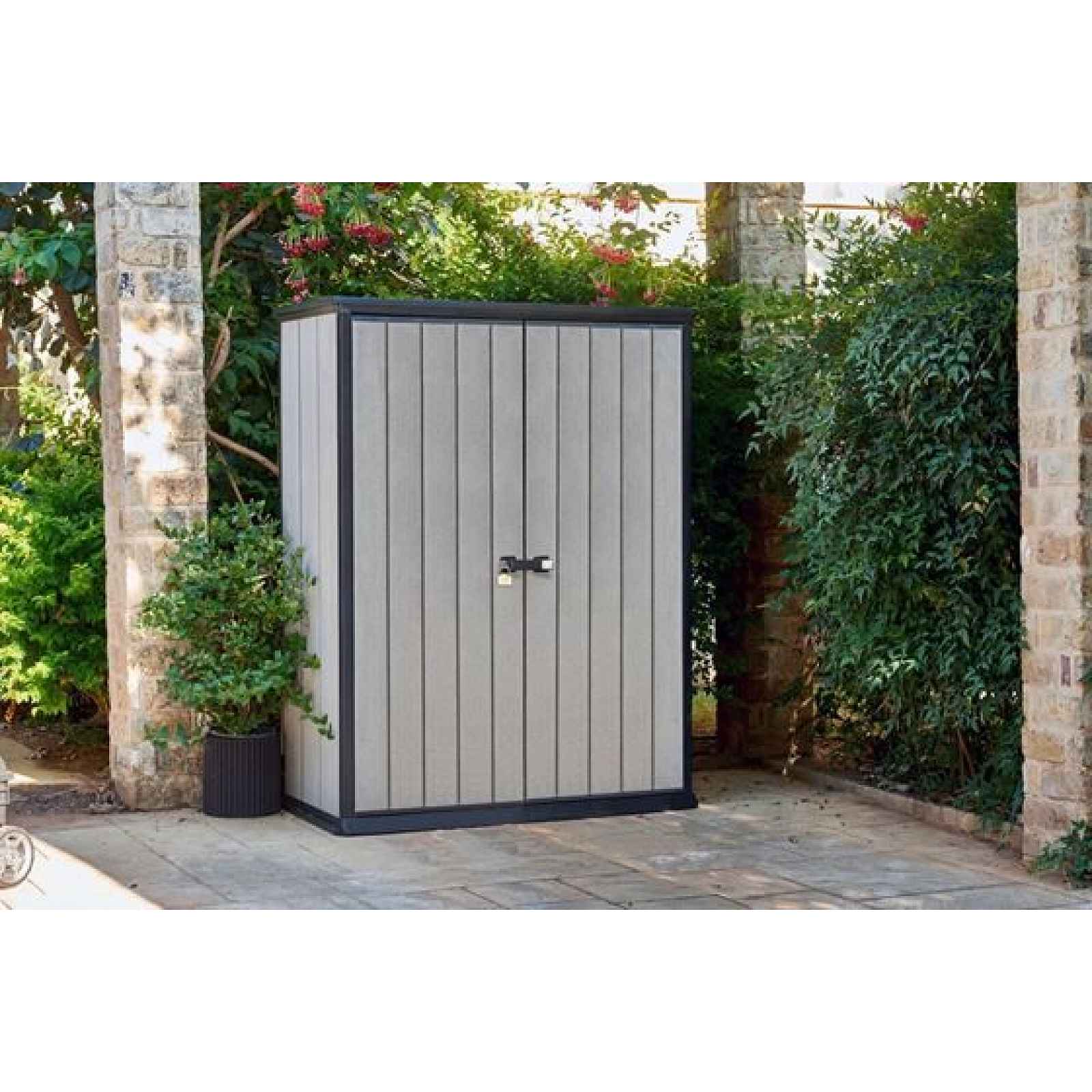 KETER Skříň Duotech High Store PLUS šedá 140 x 170,4 cm | Viame.cz