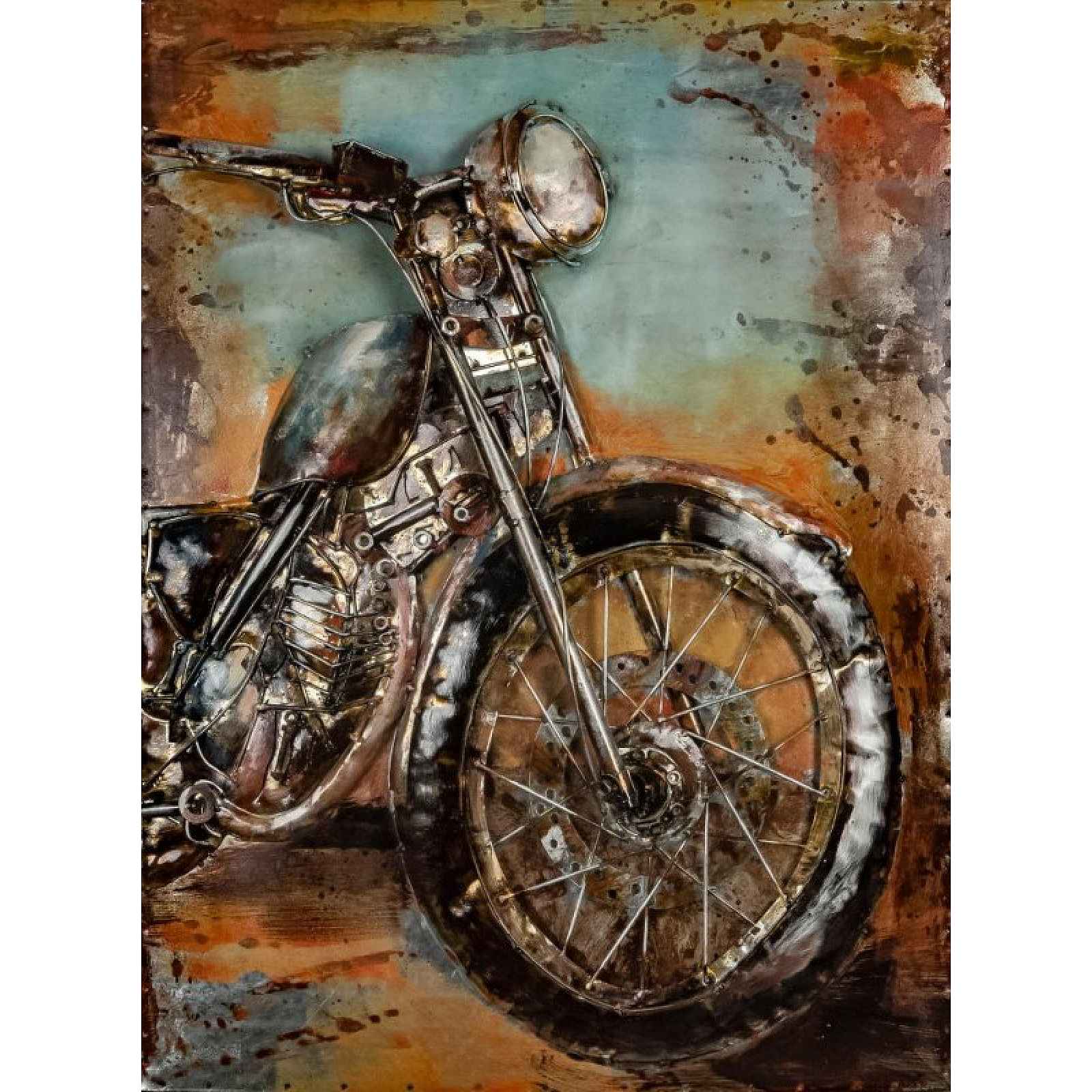 Kovový obraz na zeď Motorka veterán 60x80 cm, vintage | Viame.cz