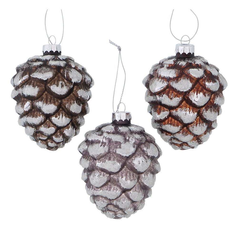 Sada 3 skleněných vánočních ozdob Boltze Cone | Viame.cz