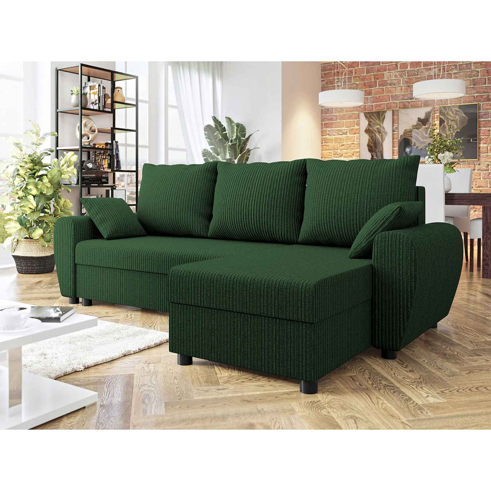 Moderní rohová sedačka Diora, zelená Poso HELCEL | Viame.cz