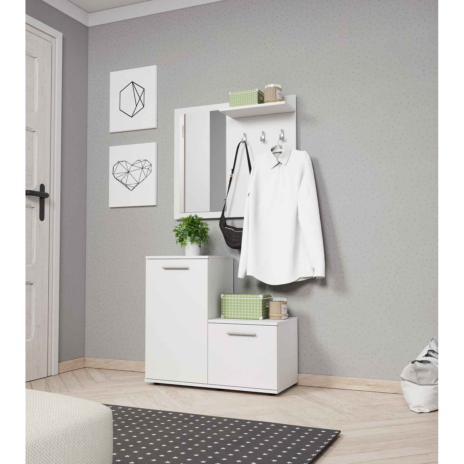 Předsínová stěna Monty, bílá | Viame.cz