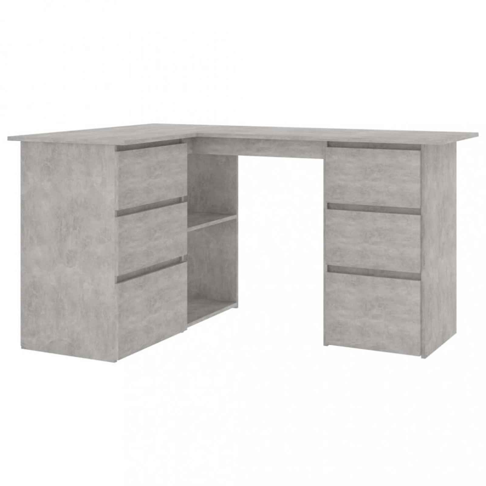 Rohový psací stůl se šuplíky 145x100 cm Beton | Viame.cz