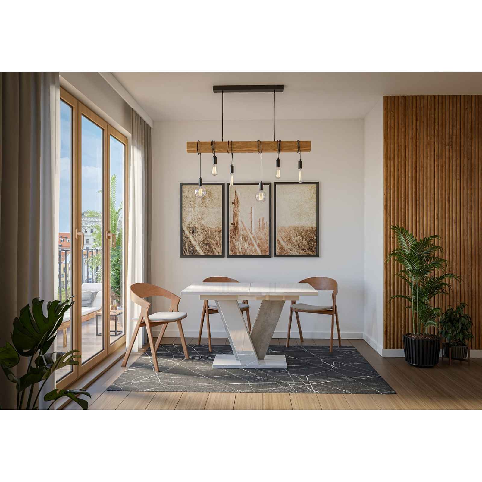 Rozkládací jídelní stůl Timber bílá/stone HELCEL | Viame.cz