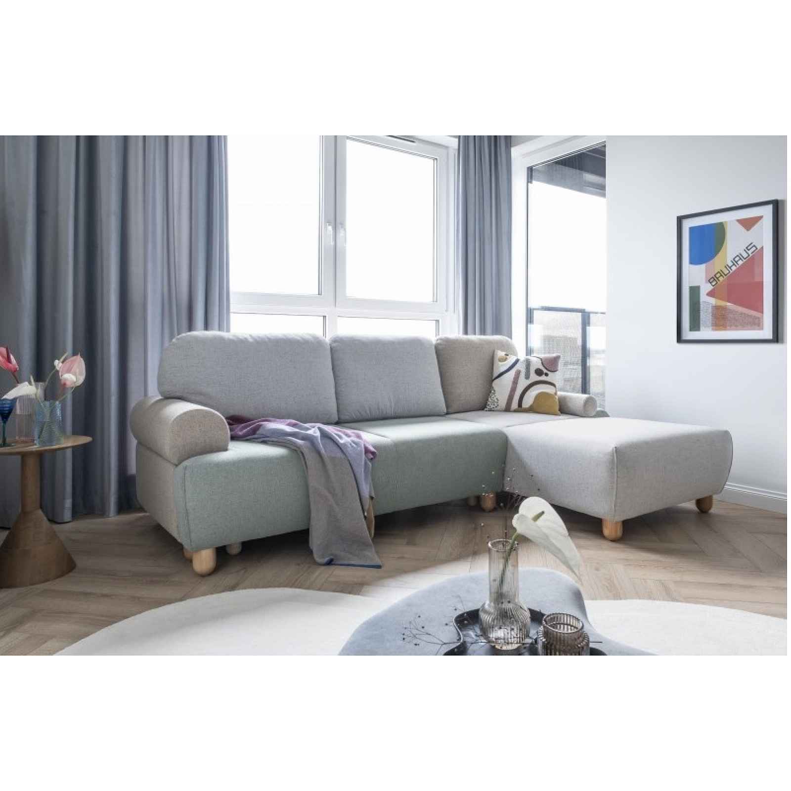 Designová rozkládací sedačka Osper, barevná, levý roh HELCEL | Viame.cz